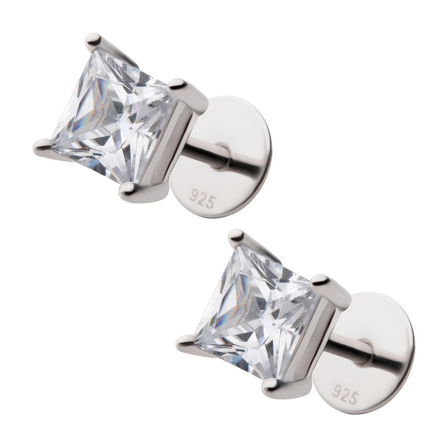 Sterling Silver Princess Cut – ComfyEarrings